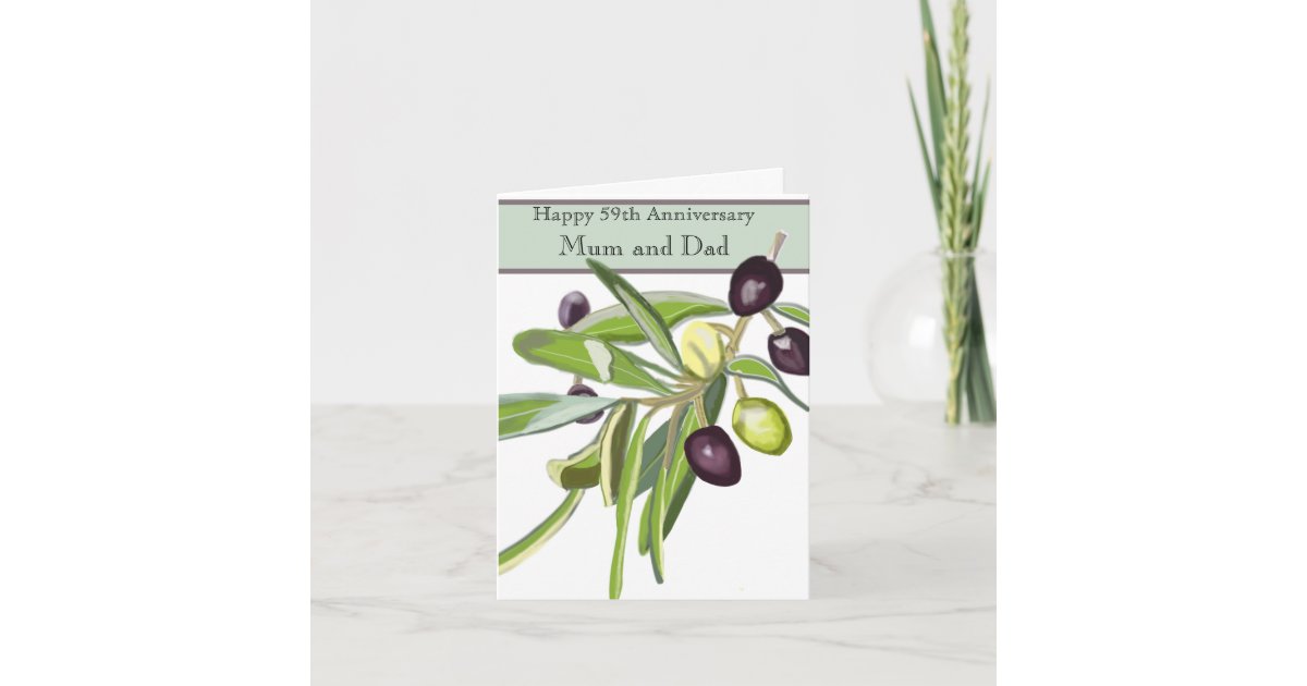 59th Wedding Anniversary Olive Card | Zazzle