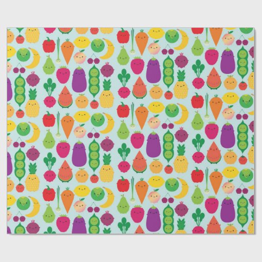 5 A Day Fruit & Vegetables Wrapping Paper | Zazzle