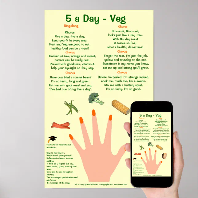 5 a Day poster veg | Zazzle
