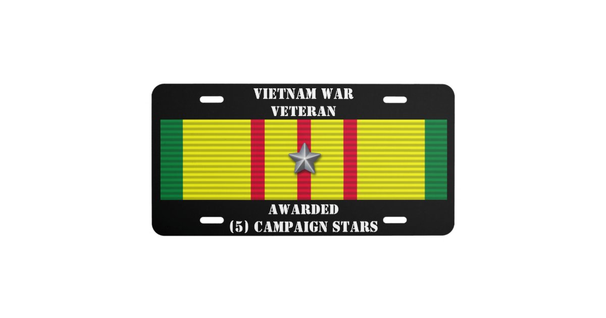 5 CAMPAIGN STARS VIETNAM WAR VETERAN LICENSE PLATE | Zazzle