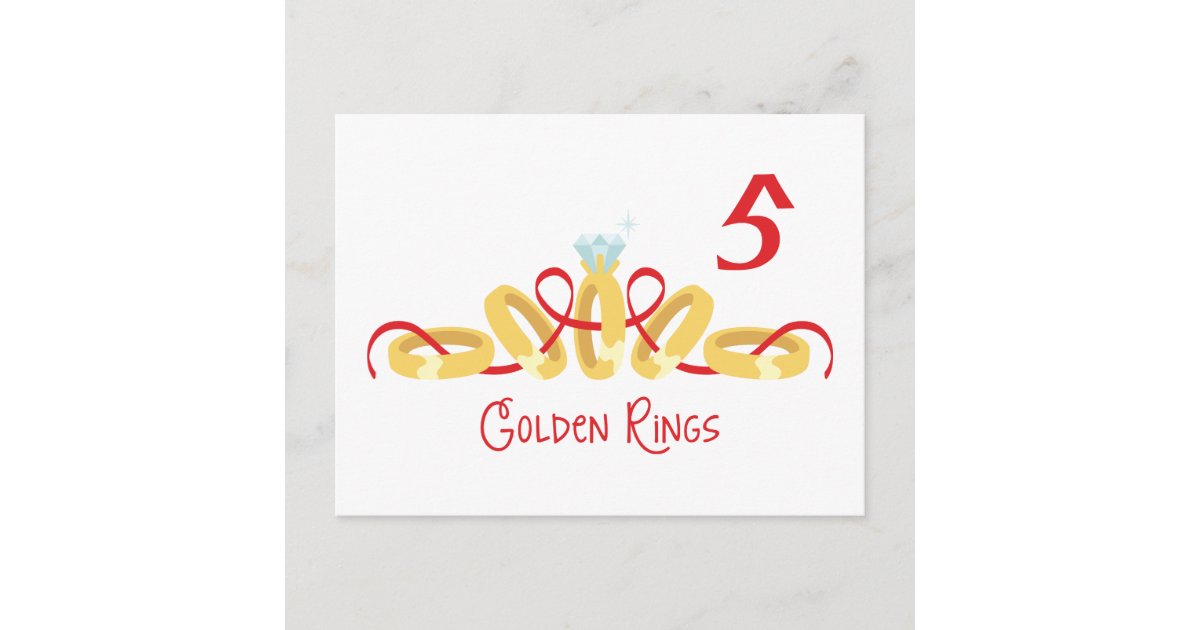 5 Golden Rings Postcard | Zazzle
