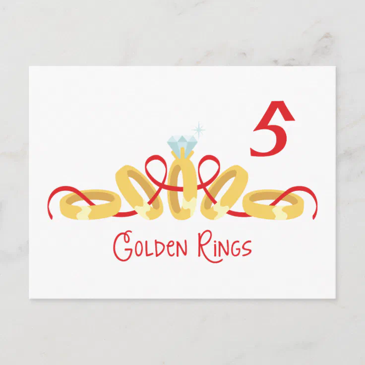 5 Golden Rings Postcard | Zazzle