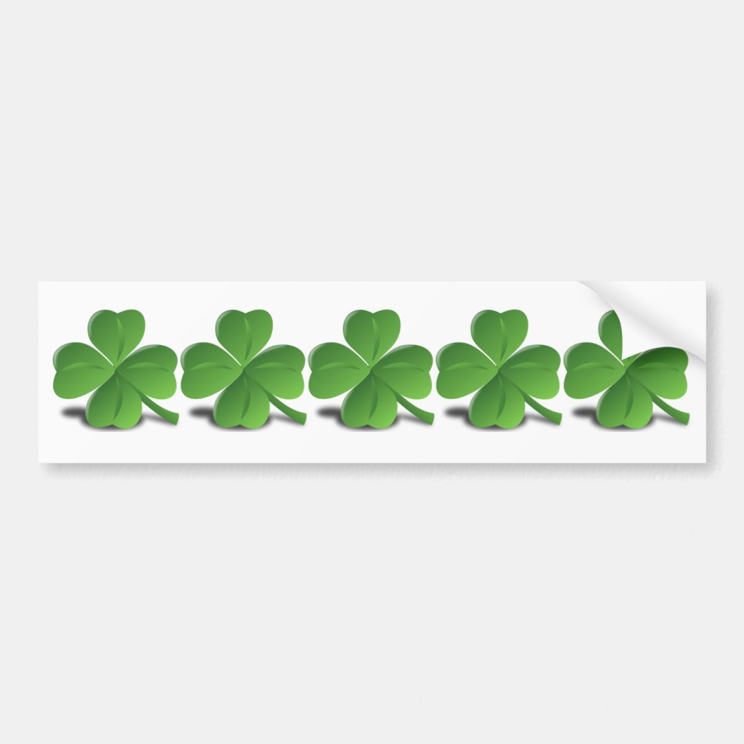 5 Irish Shamrocks in a Row Ireland Plain Simple Bumper Sticker | Zazzle