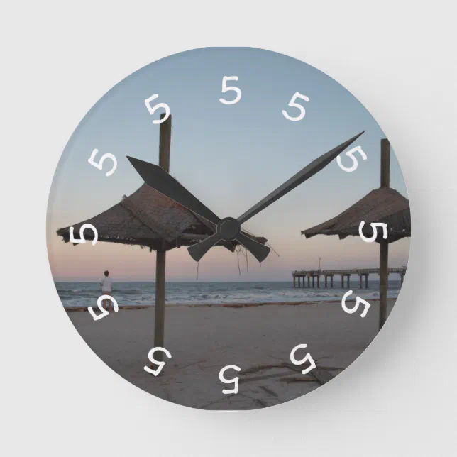 5 o'clock Beach Theme Wall Clock | Zazzle