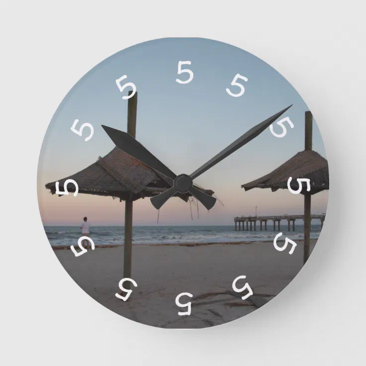 5 o'clock Beach Theme Wall Clock | Zazzle
