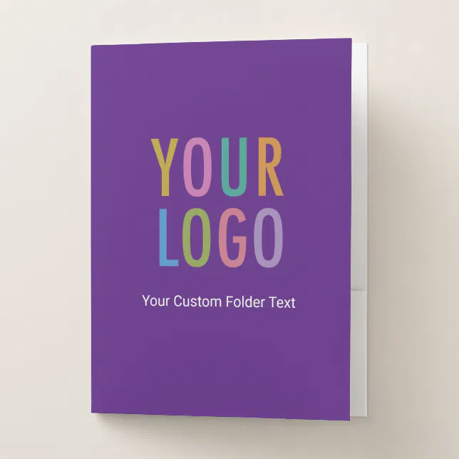 5 Pack Custom Folders with Business Logo Purple | Zazzle