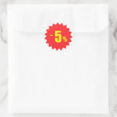 5 percent sale discount stickers, white and red classic round sticker ...