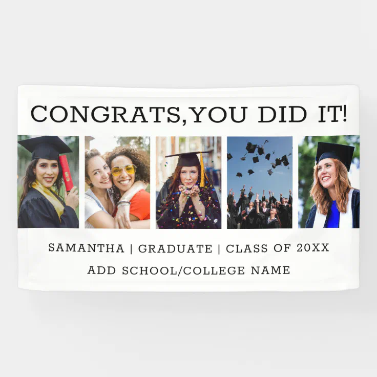 5 Photo Collage Graduation 2023 Congrats Grad Banner | Zazzle