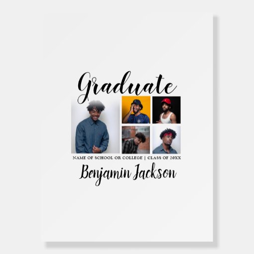 5 Photo Collage Guest Graduation Signature Board | Zazzle