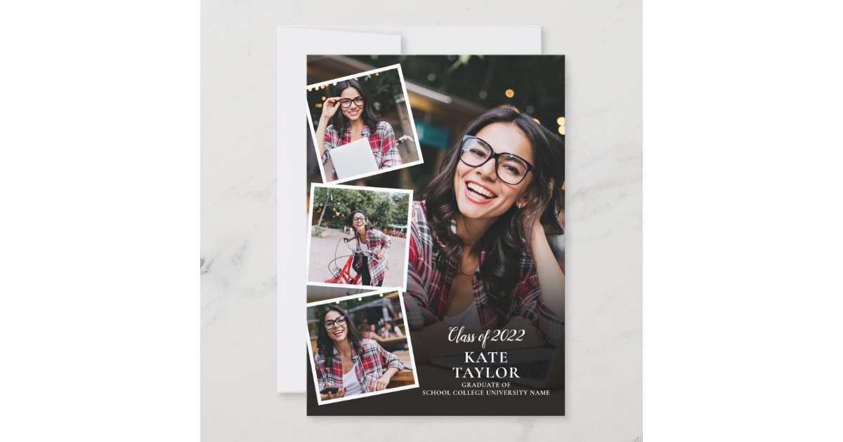 5 Photo Collage Modern Graduation Announcement | Zazzle