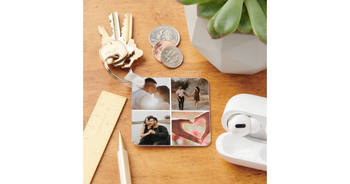 5 Photo Custom Collage Personalized Keychain | Zazzle.com