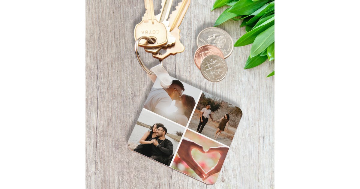 5 Photo Custom Collage Personalized Keychain | Zazzle