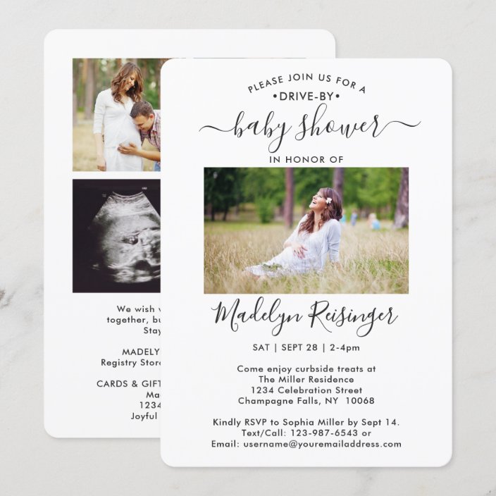 5 Photo Drive-By Social Distancing Baby Shower Invitation | Zazzle.com