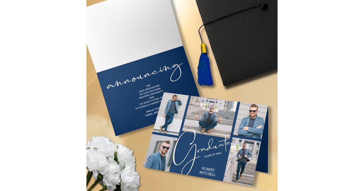 5 Photo Graduation Folded Announcement | Zazzle