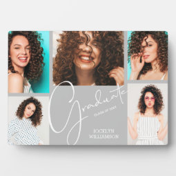 5 Photo Gray Graduation Keepsake Plaque | Zazzle