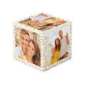 5 Photo White Gold Engagement Cube | Zazzle