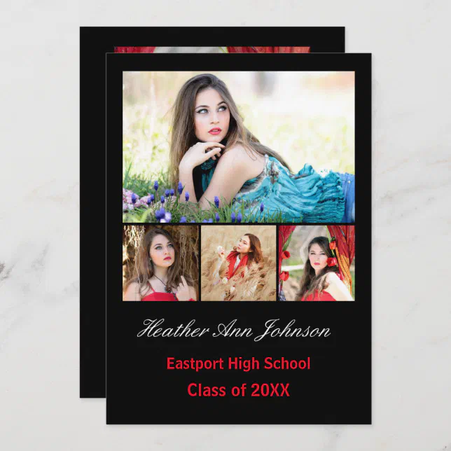 5 Photos Collage Vertical - Grad Announcement | Zazzle