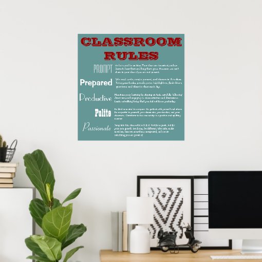 5 P's Classroom Rules Poster | Zazzle