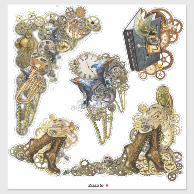 5 Steampunk Sculpture Sticker | Zazzle