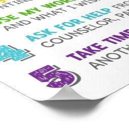 5 Steps to Manage Emotions Classroom Behavior Post Poster | Zazzle