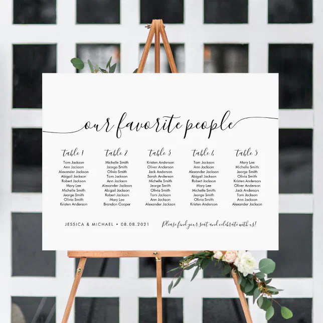 5 Tables Modern Our Favorite People Seating Chart | Zazzle