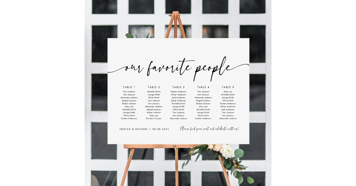 5 Tables Our Favorite People Seating Chart Plan | Zazzle