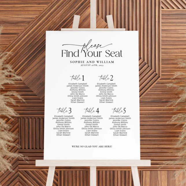 5 Tables Welcome Seating Chart Foam Board | Zazzle