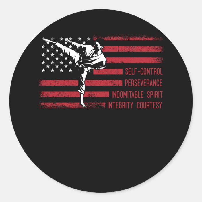 5 Tenets American Taekwondo Fighting Classic Round Sticker | Zazzle.com