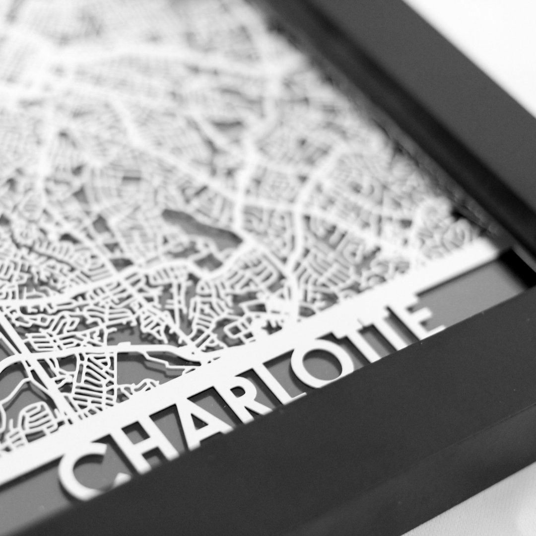5" X 7" Stainless Steel Cut Charlotte City Map | Zazzle