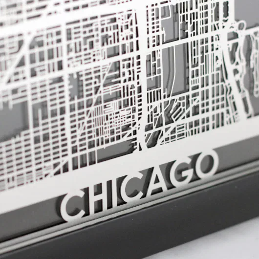 5" X 7" Stainless Steel Cut Chicago City Map | Zazzle