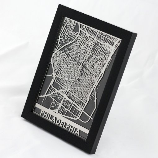 5" X 7" Stainless Steel Cut Philadelphia City Map | Zazzle