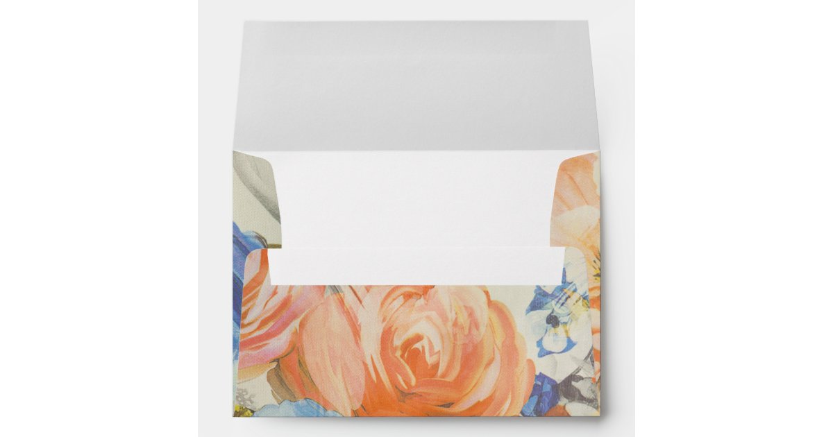 5 x 7 Vintage Floral Pattern Return Address Envelope | Zazzle