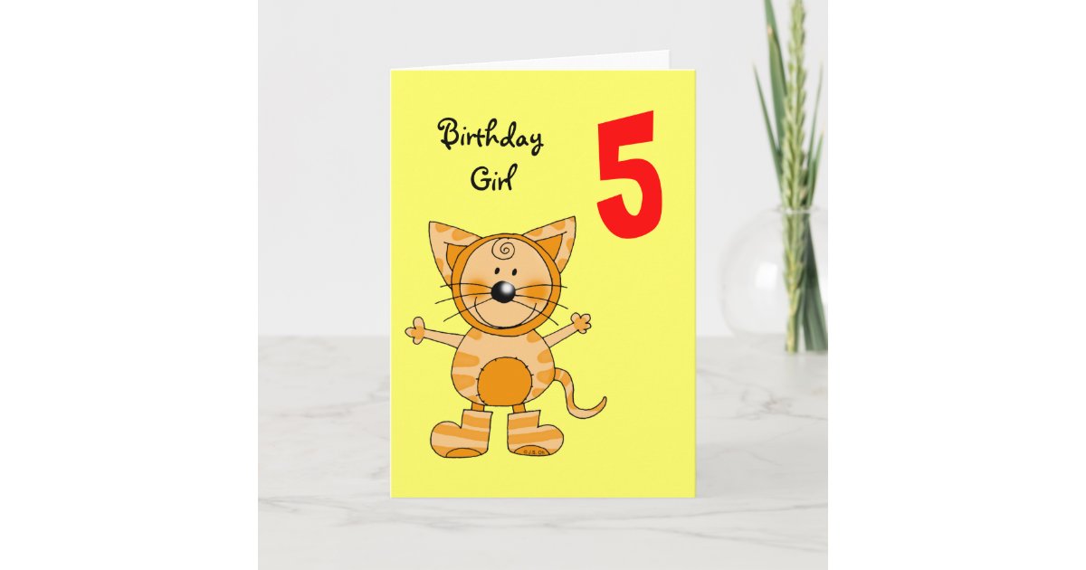 5 year old birthday girl card | Zazzle.com