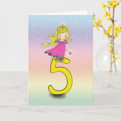 5 Year Old Princess Birthday Card for Girls | Zazzle