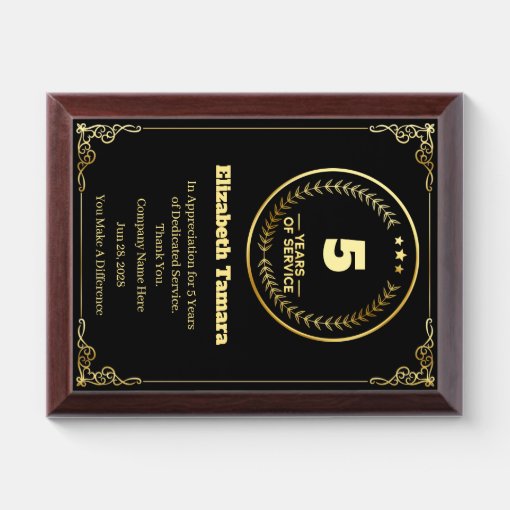 5 Year Work Anniversary | Employee Appreciation Award Plaque | Zazzle