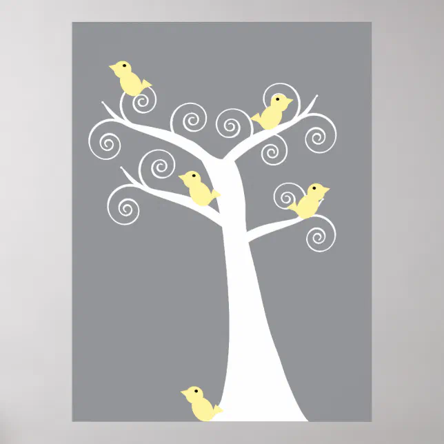 5 Yellow Birds Print | Zazzle
