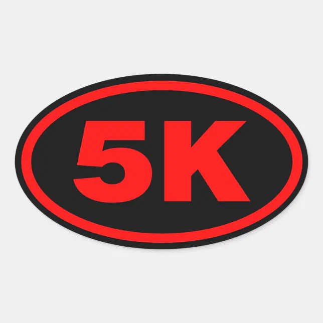 5K Runner Red & Black oval Oval Sticker | Zazzle