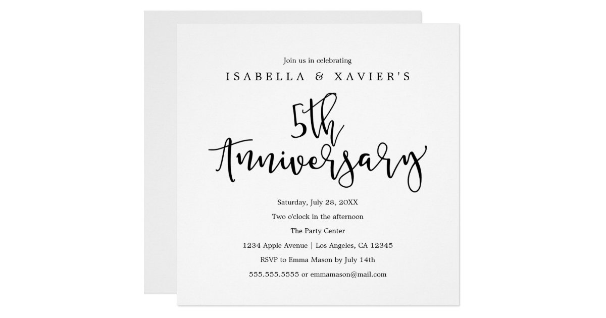 5th Anniversary | Party Invitation | Zazzle.com
