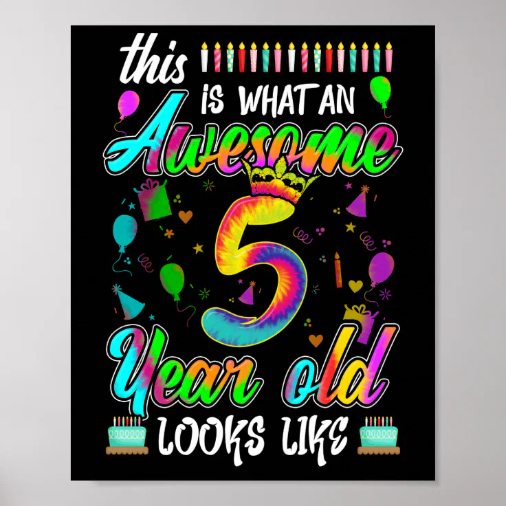 5th Birthday Awesome 5 Year Old Looks Like Poster | Zazzle