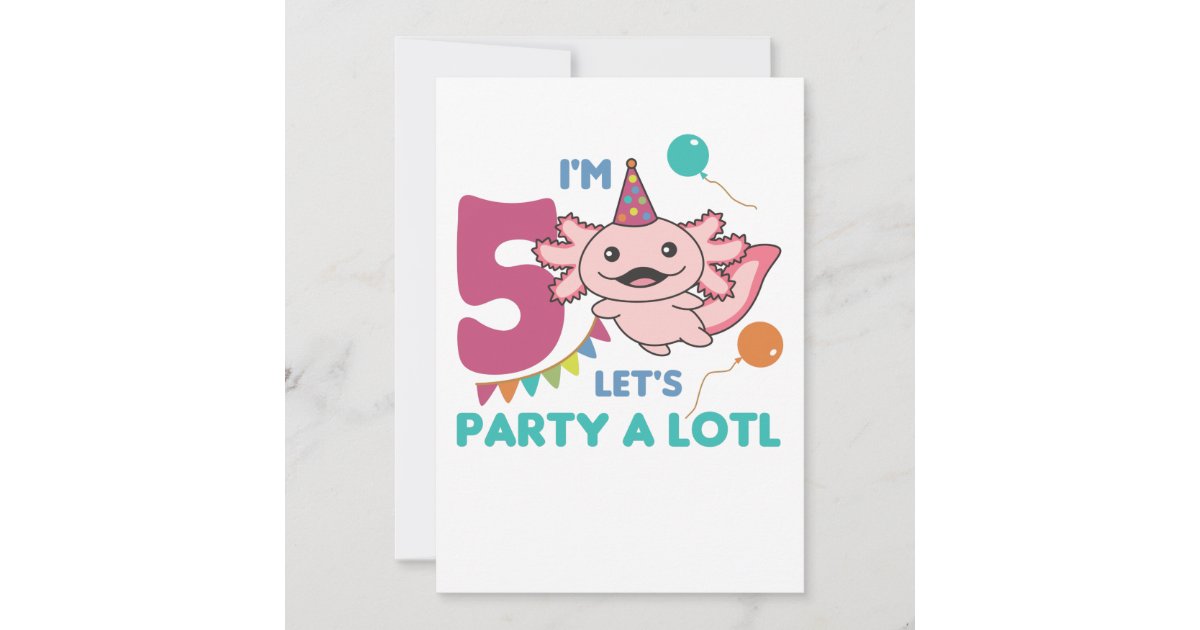 5th Birthday Axolotl Five Year Old Sweet Axolotls Invitation | Zazzle