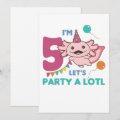 5th Birthday Axolotl Five Year Old Sweet Axolotls Invitation | Zazzle