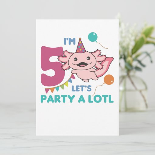 5th Birthday Axolotl Five Year Old Sweet Axolotls Invitation | Zazzle