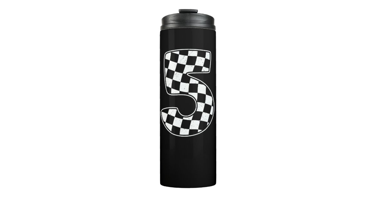 5th Birthday Checkered Number 5 Car Racing Flag Thermal Tumbler | Zazzle