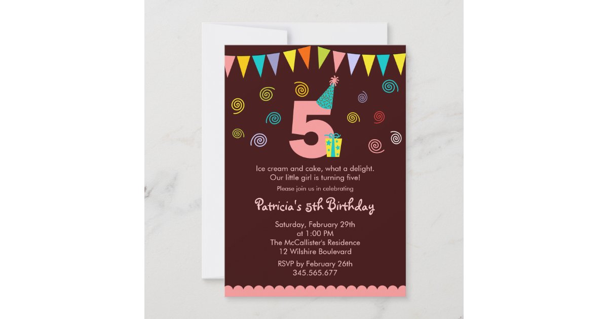 5th Birthday Children's Party Invitation | Zazzle
