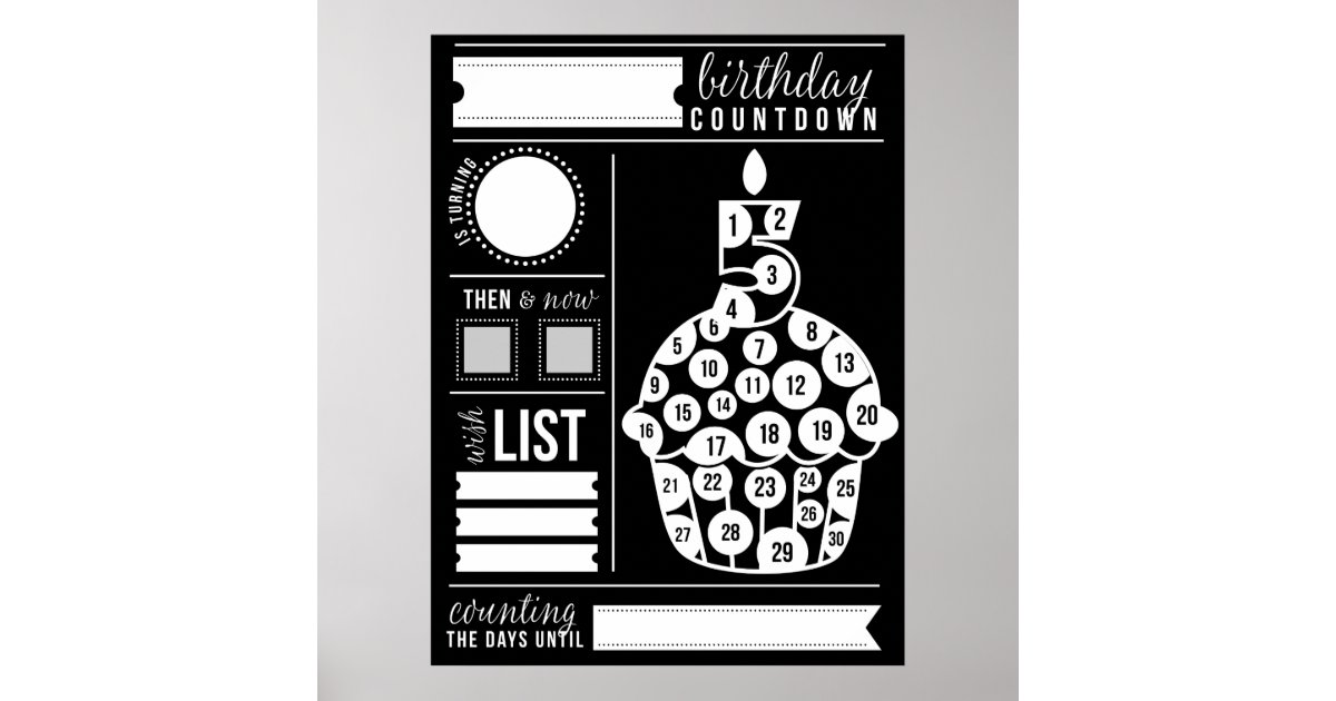 5th Birthday Countdown Poster | Zazzle