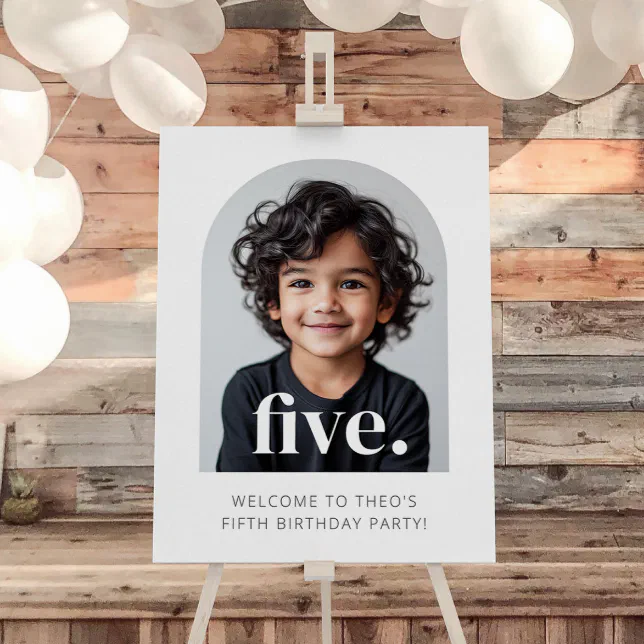 5th Birthday Five Arched Photo Welcome Sign | Zazzle