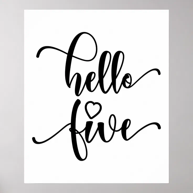 5th Birthday Girls Hello Five Cute 5 Years Old Kid Poster | Zazzle