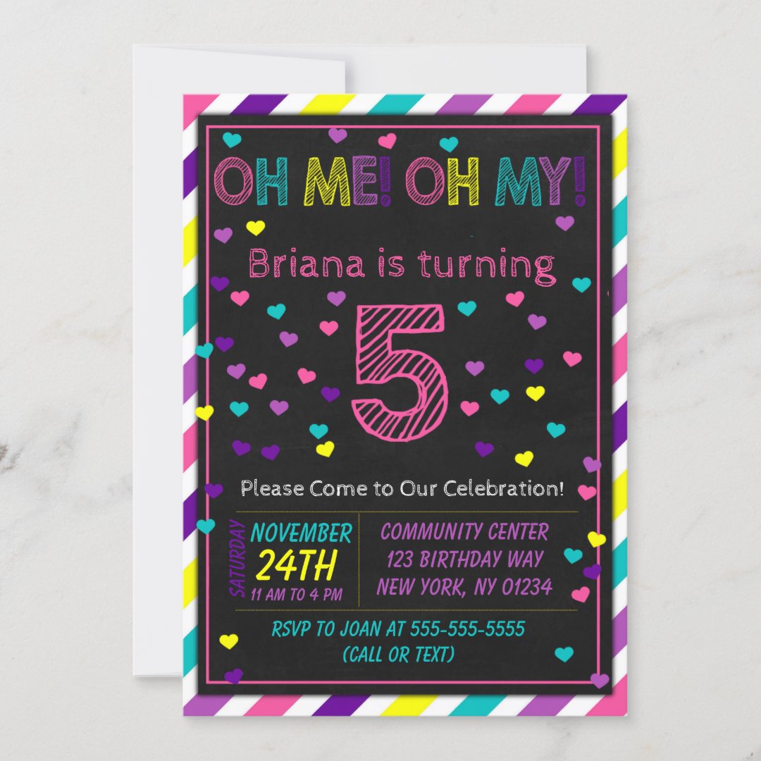 5th Birthday Invitation for a Girls Birthday Party | Zazzle