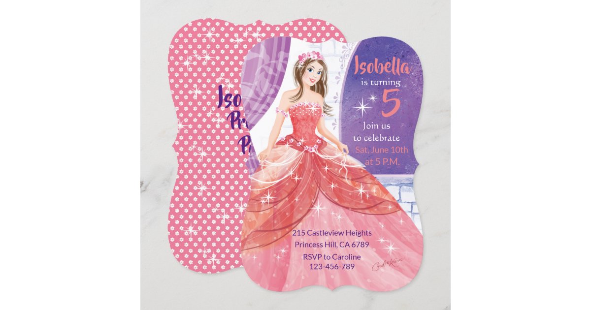 5th Birthday, Pink Princess Activity Invitation | Zazzle