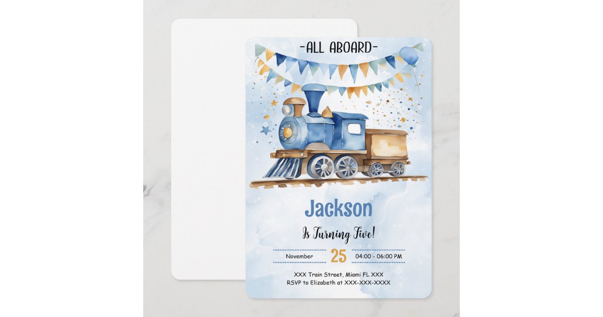 5th Birthday Train Party Invitation | Zazzle